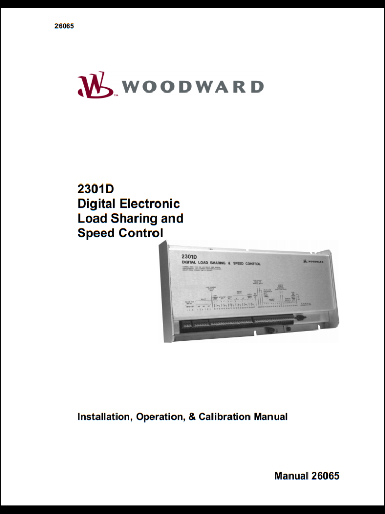 WOODWARD 2301D INSTALLATION, OPERATION MANUAL ~ Oil-Rig Documents