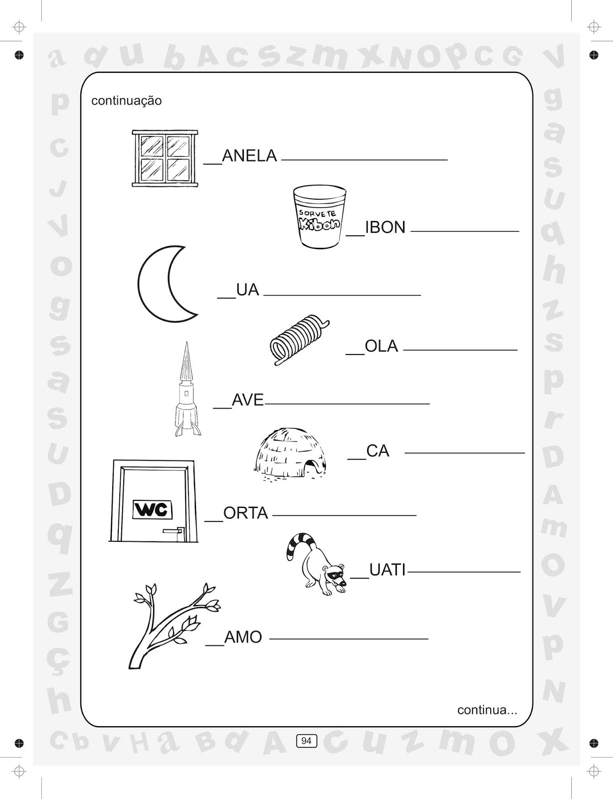 Portuguese alphabet activity ~ Atividade para imprimir