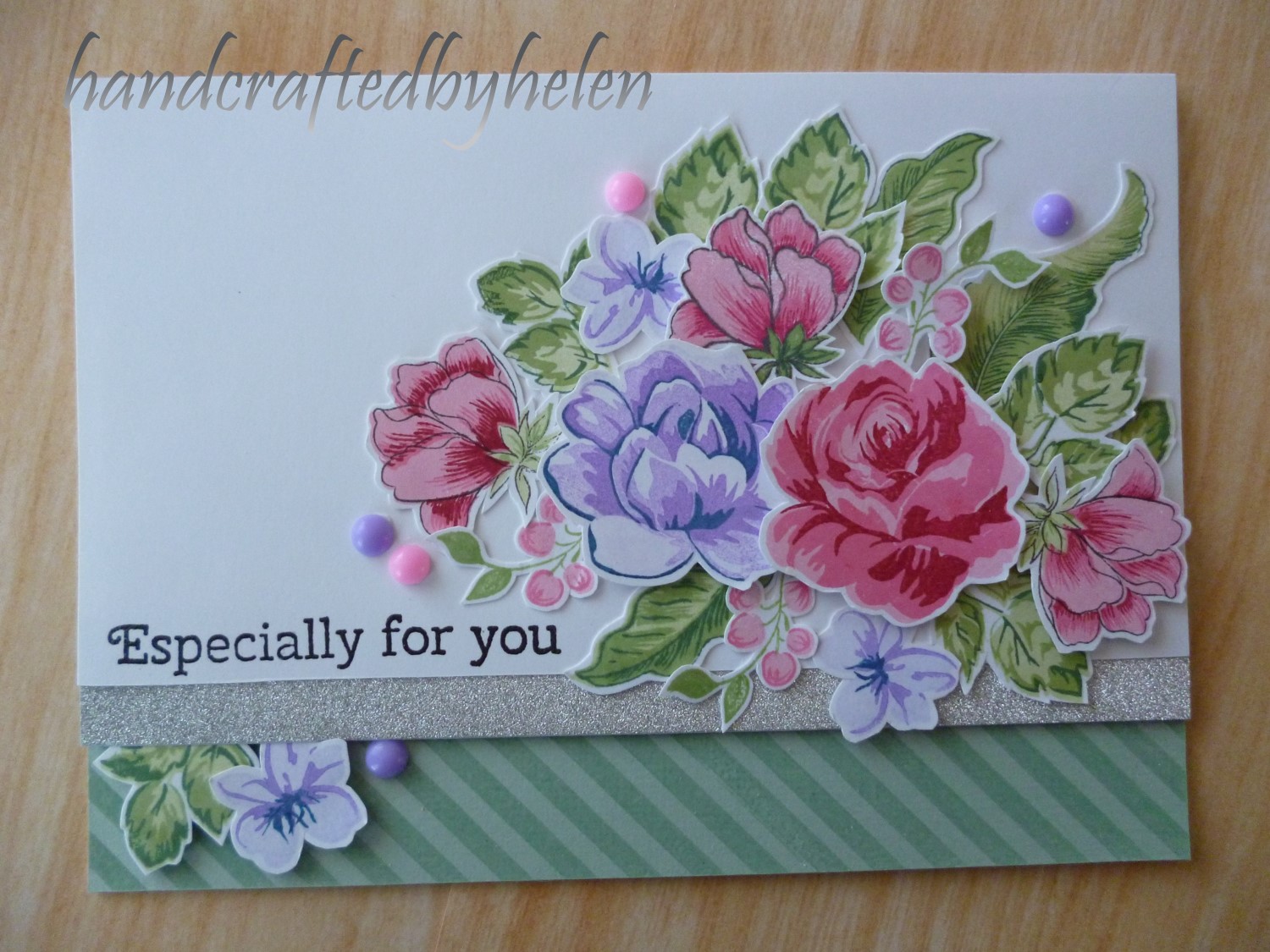 Handcrafted by Helen: Another layered floral stamp card