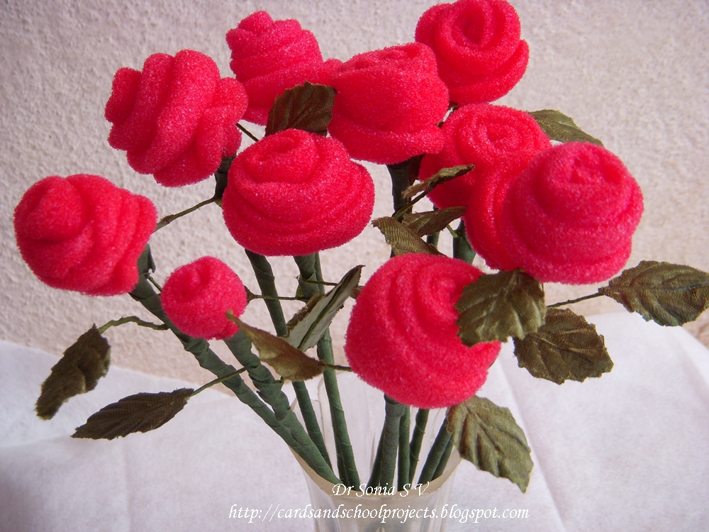 Cards ,Crafts ,Kids Projects: Sponge Roses Bouquet