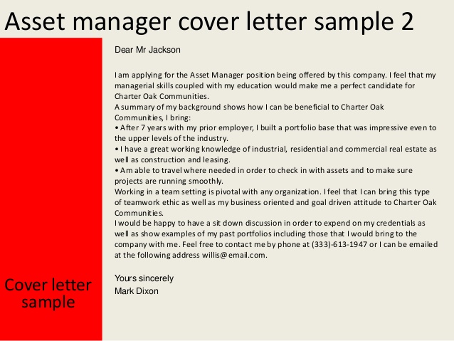 Asset Management Cover Letter Template ~ Resume Letter