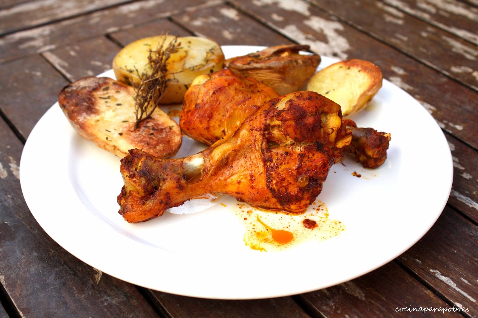 Muslo de pollo cocinado en bolsa de asar