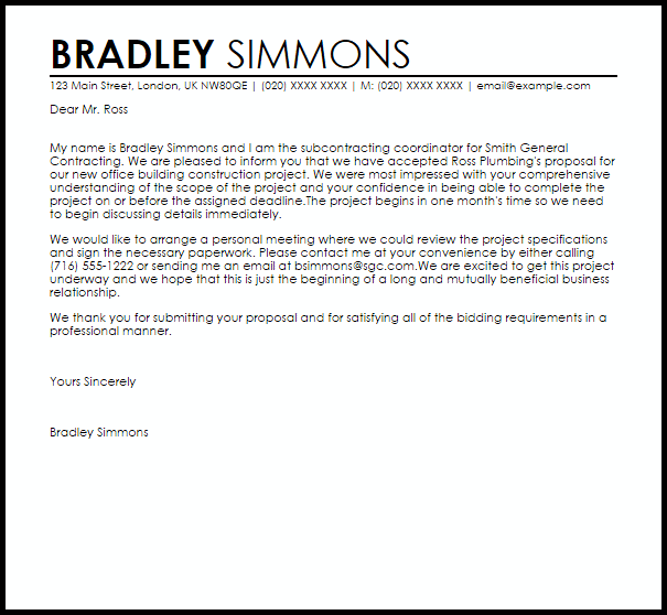 Business Proposal Acceptance Letter Template ~ Resume Letter