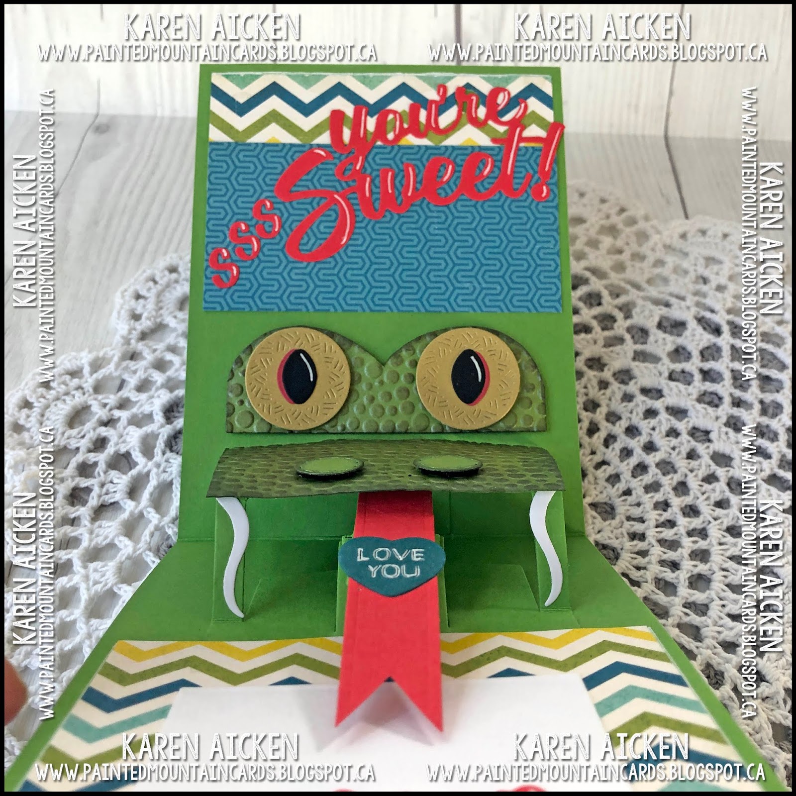 Painted Mountain Cards: Sssweet Sssnake Valentine Pop Up Card