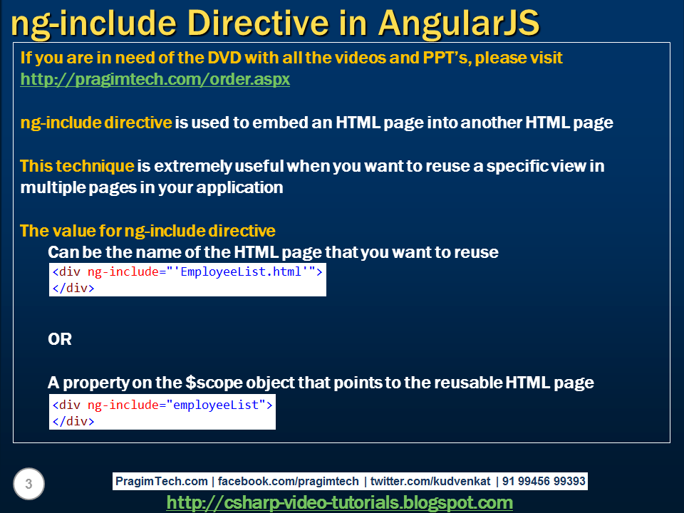 Sql Server Net And C Video Tutorial Ng Include Directive In Angularjs