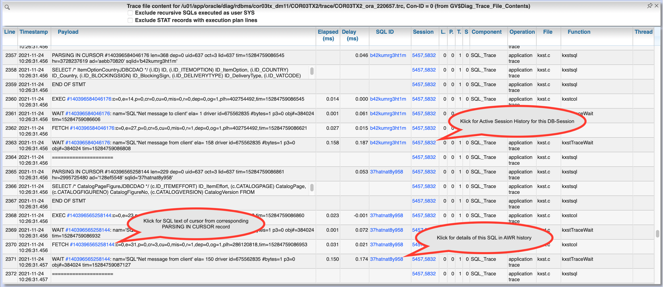 Panorama: List Oracle trace files and it's content