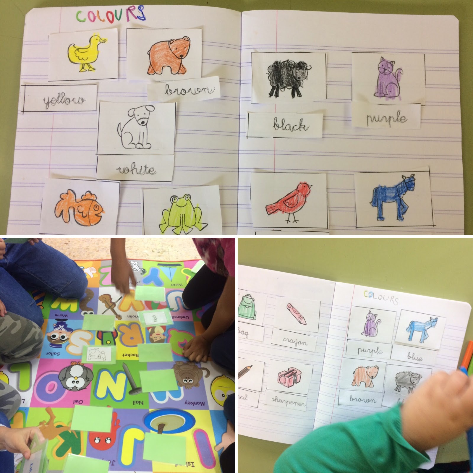 A place for sharing: Classroom objects, colours and school actions