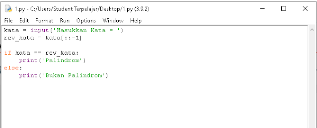 Program Python Menentukan Palindrom atau Bukan - Student Terpelajar - Media Pembelajaran dan ...