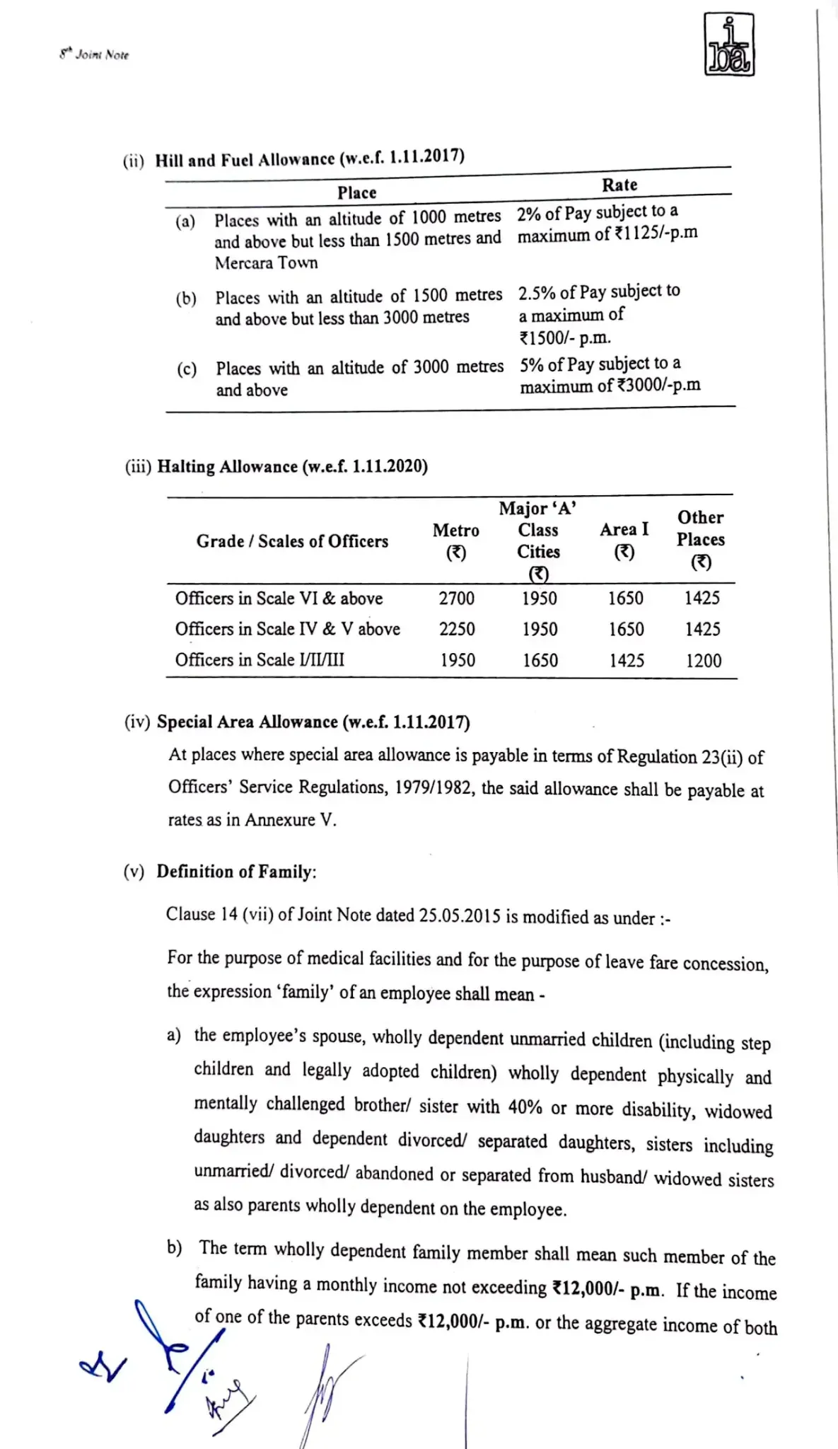Officers Joint Note dated 11.11.2020 (Applicable date 01.11.2017 ...
