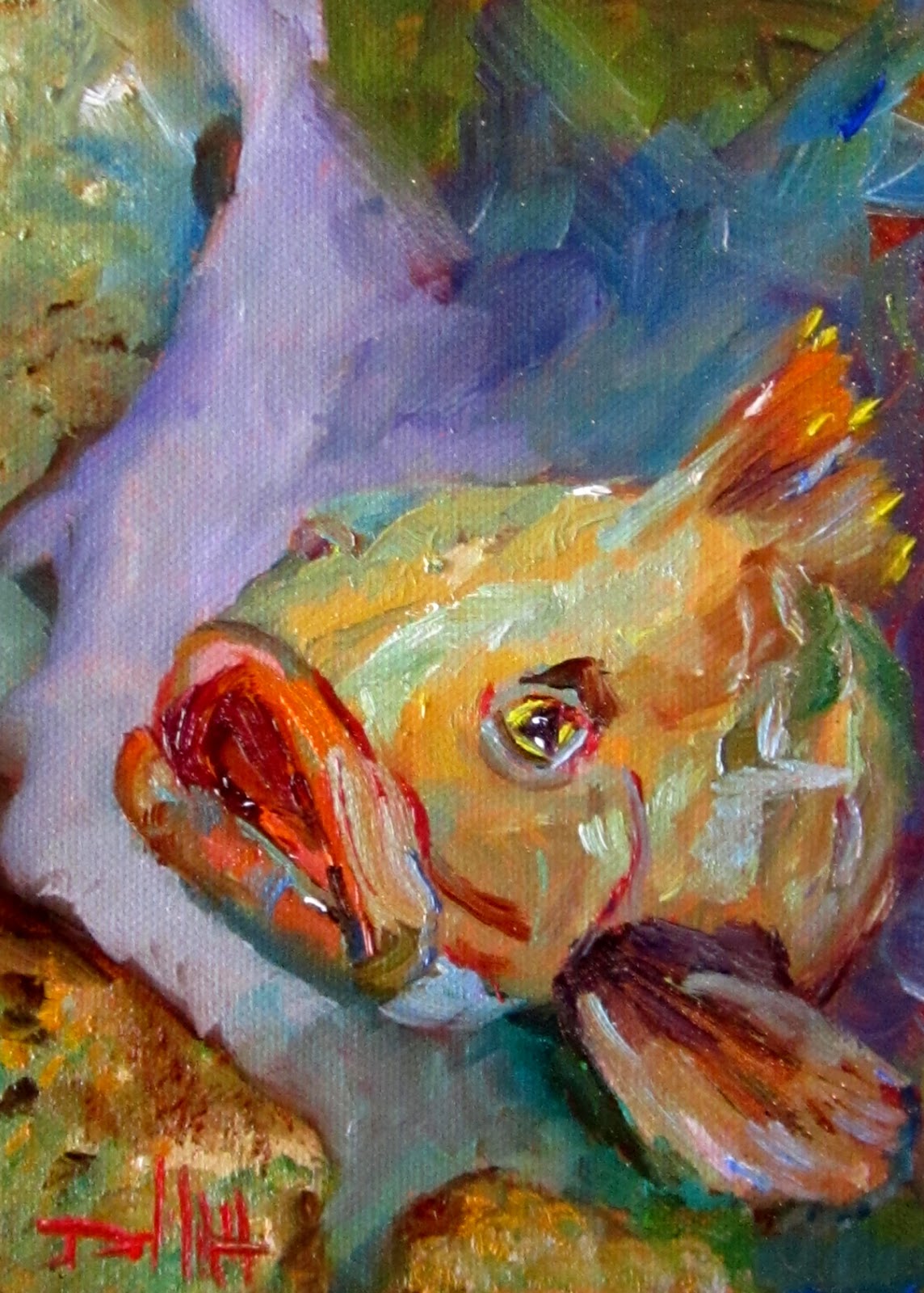 Painting of the Day, Daily Paintings by Delilah: Grouper Painting Demo