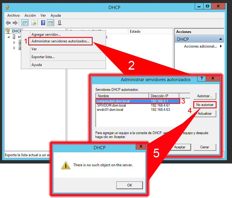 Pantallazos.es: Windows Server: Eliminar servidores DHCP perdidos - Parte1.
