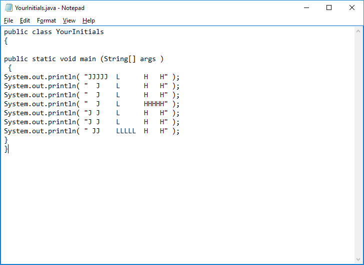 Learning to Code: Programming by Doing Lesson 7 - Your Initials