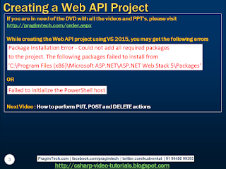 Sql server, .net and c# video tutorial: Creating a Web API Project