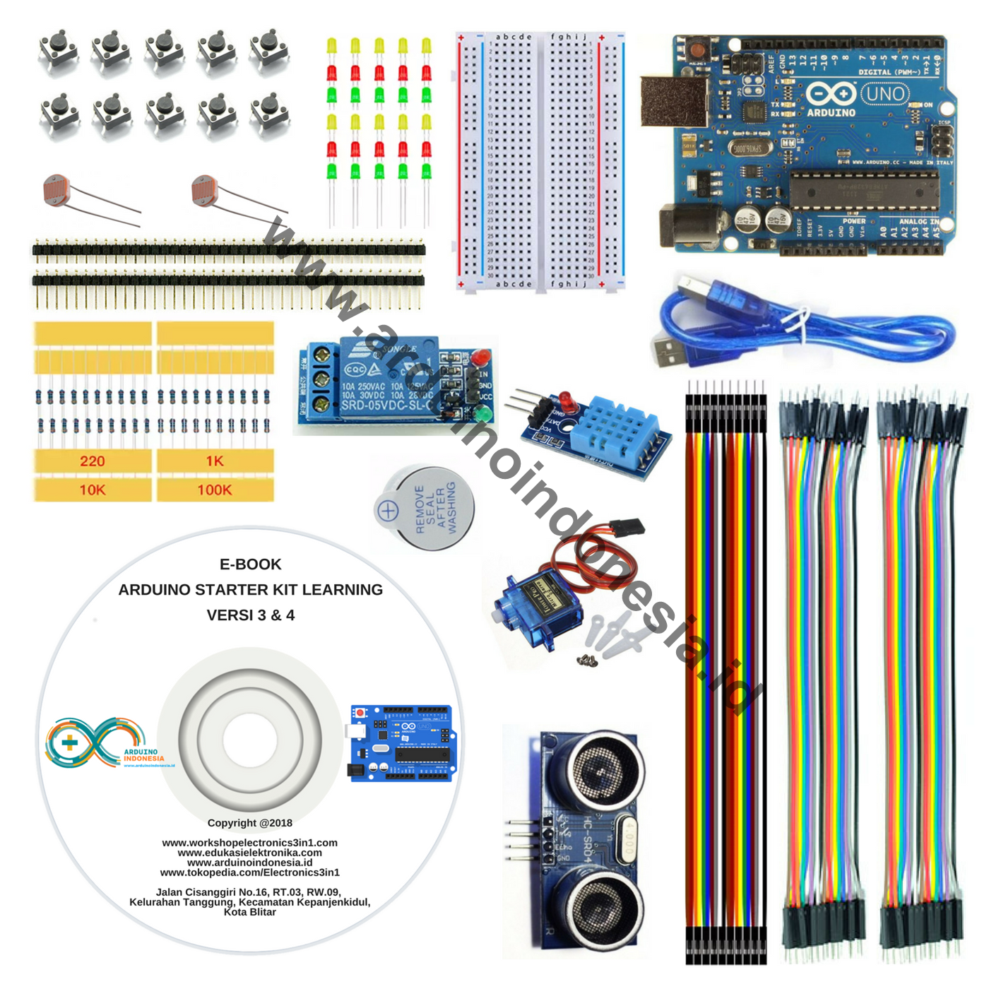 Arduino Uno R3 Starter Kit Learning Versi 4 Paket Belajar Arduino For Beginner Ind2906