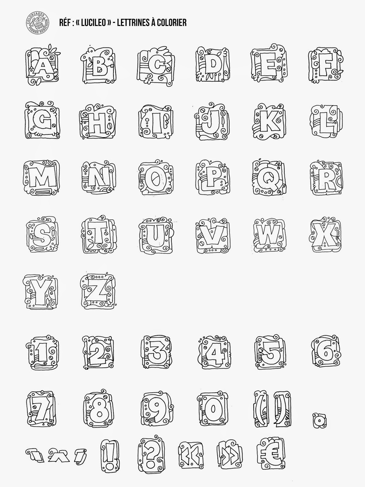 COLORIAGES POUR TOUS: LETTRINES A COLORIER