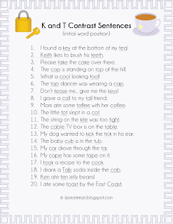 Ms. Lane's SLP Materials: Articulation: Minimal Pairs in Sentences - K ...