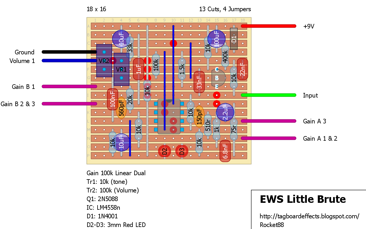 Guitar FX Layouts: EWS Little Brute Drive