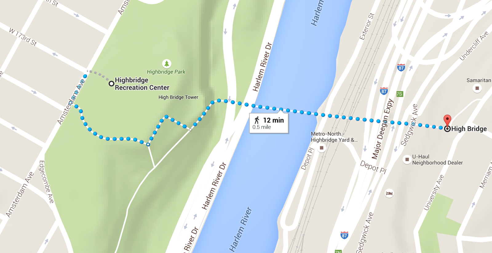 The High Bridge -- Its Past, Present & Future: Google Map