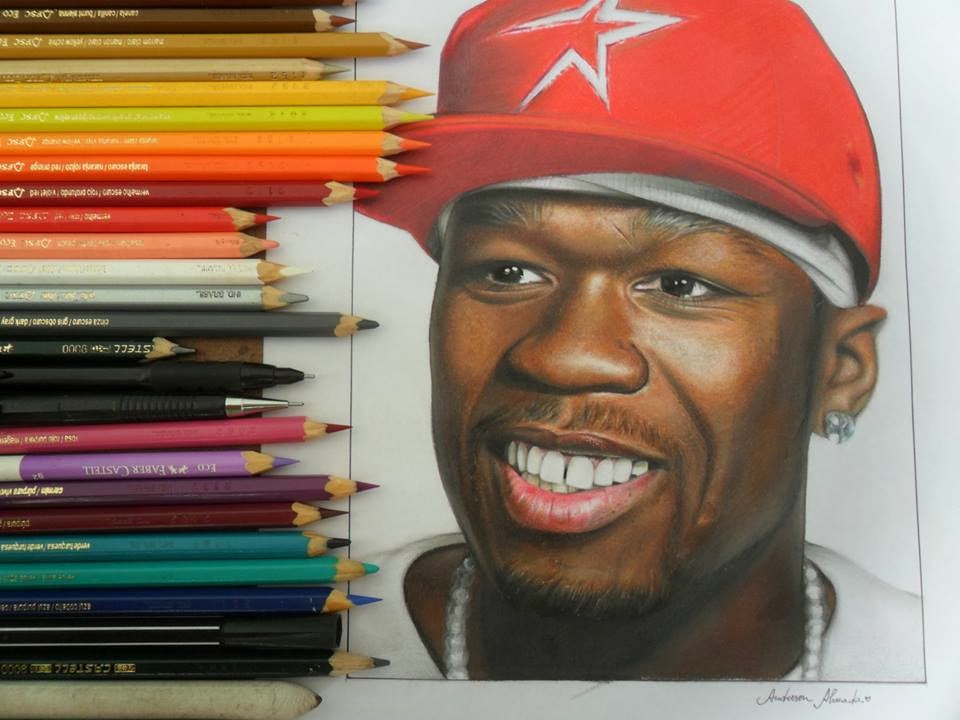 Pencil Drawing: Curtis James Jackson(50 Cent) Colored Pencils (Renkli ...