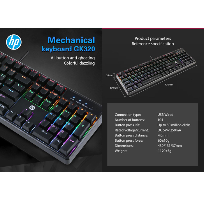HP GK320 Mechanical Gaming Keyboard - Puserba - Pusat Serba Ada Indonesia