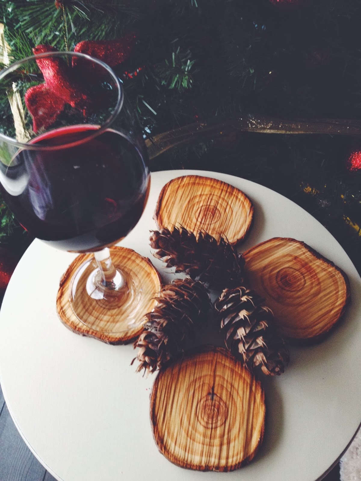 lovely little day: DIY Christmas tree trunk ornaments + coasters