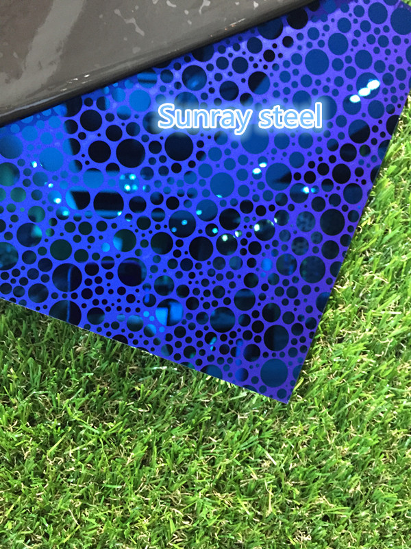 sunraysteel: Blue etched finish stainless steel sheet for building material