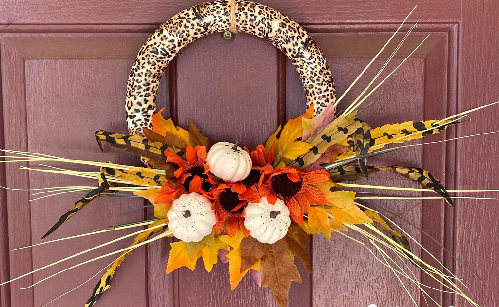 DIY Autumn Animal Print Wreath ~ Nadine Carlier
