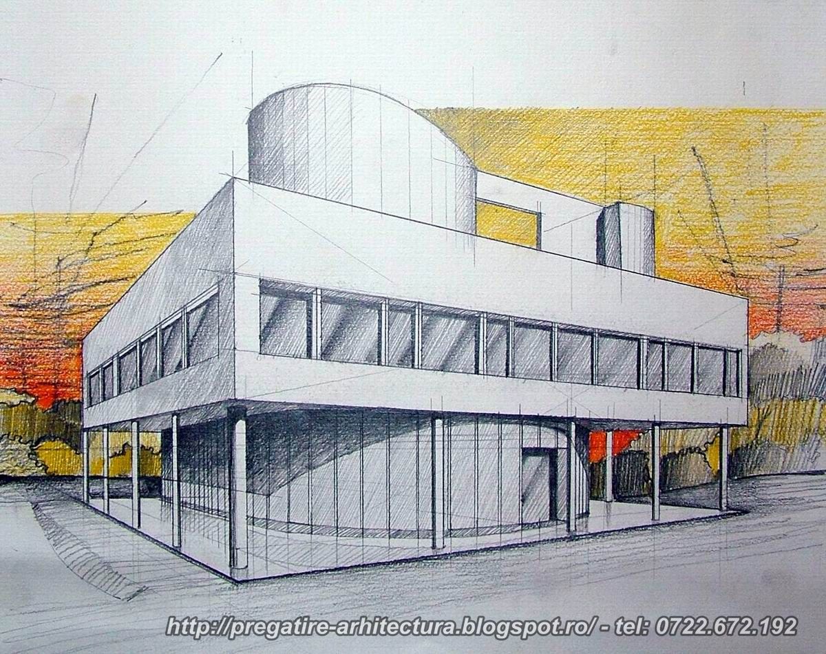 Pregatire pentru Facultatea de Arhitectura: Desene cu Vila Savoye ...