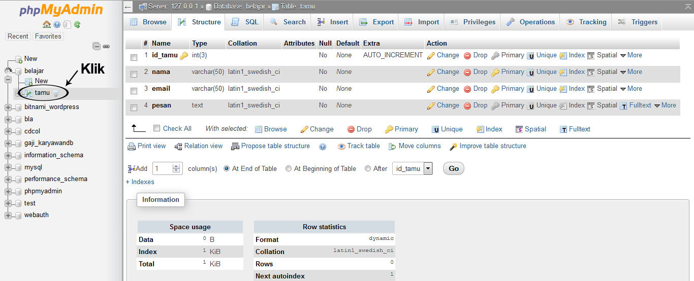 Cara Cepat Membuat Database dan Tabel Dengan phpMyAdmin ~ Agviart Cara Cepat Membuat Database dan Tabel Dengan phpMyAdmin ~ Agviart