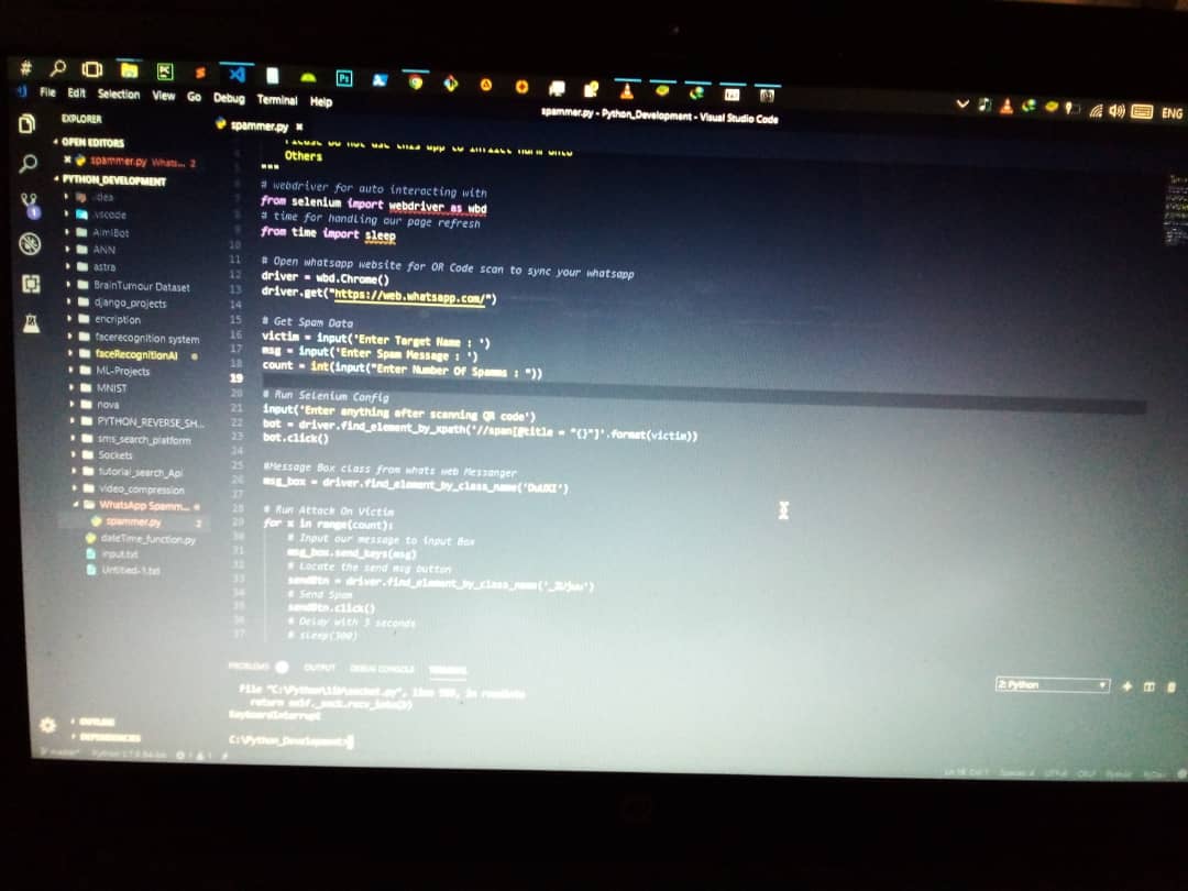 WhatsApp Message Spammer In Python