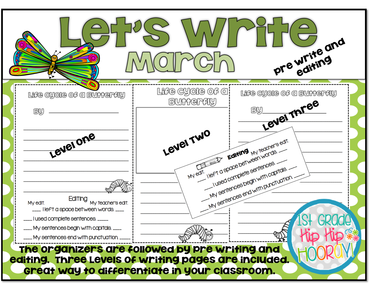 1st Grade Hip Hip Hooray!: Let's Write March...ELA CCSS...