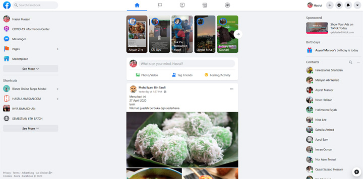 Facebook Baharu - Dengan Ciri Light dan Dark Mode