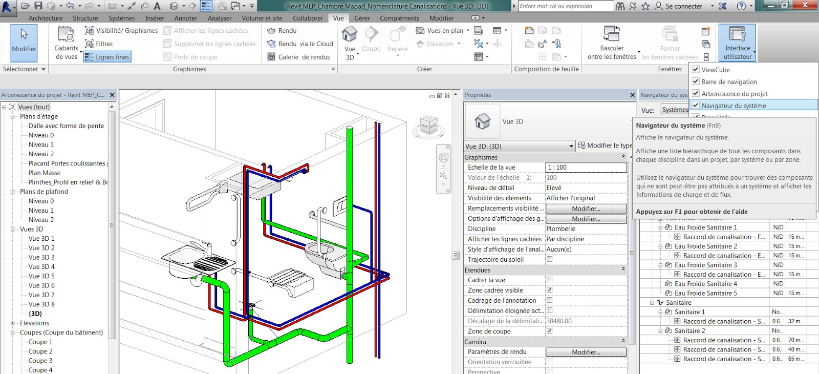 Revit-Mémo: Revit 2016_MEP_Plomberie_Canalisations_Nomenclatures des canalisations
