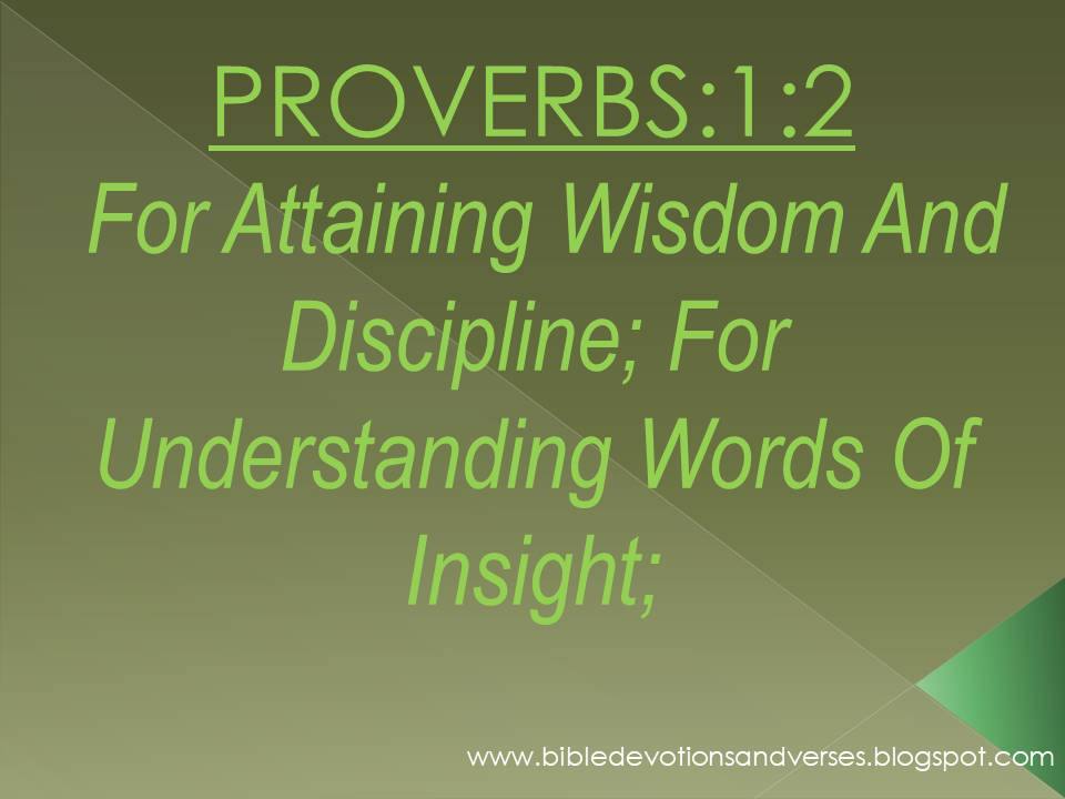 My Insights From Bible: Proverbs - 1:2 notes