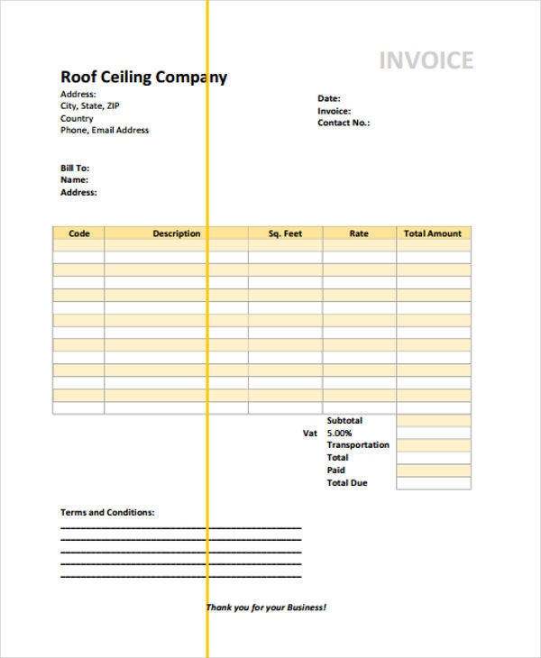 Free Roofing Invoice Template - Invoice Template