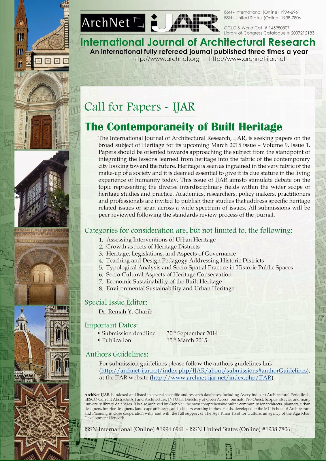 Architecture-Urbanism: IJAR Call for Papers: The Contemporaneity of ...