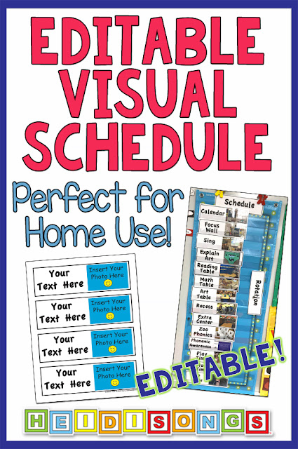 Editable Visual Schedule: Perfect for Home Use! | Heidi Songs