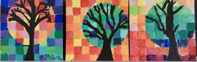 Room 101 Art: Warm, Cool Color Trees, ages 10-13