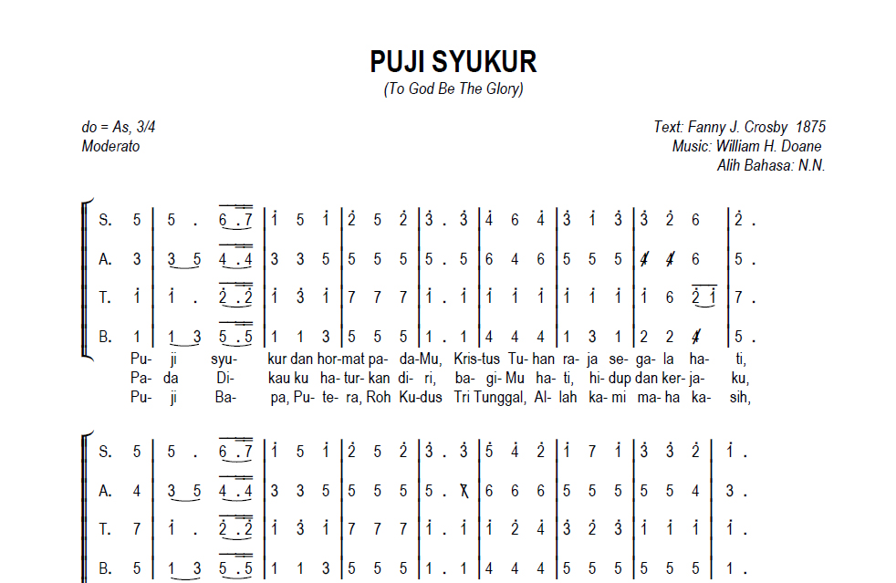 PUJI SYUKUR (To God Be The Glory)