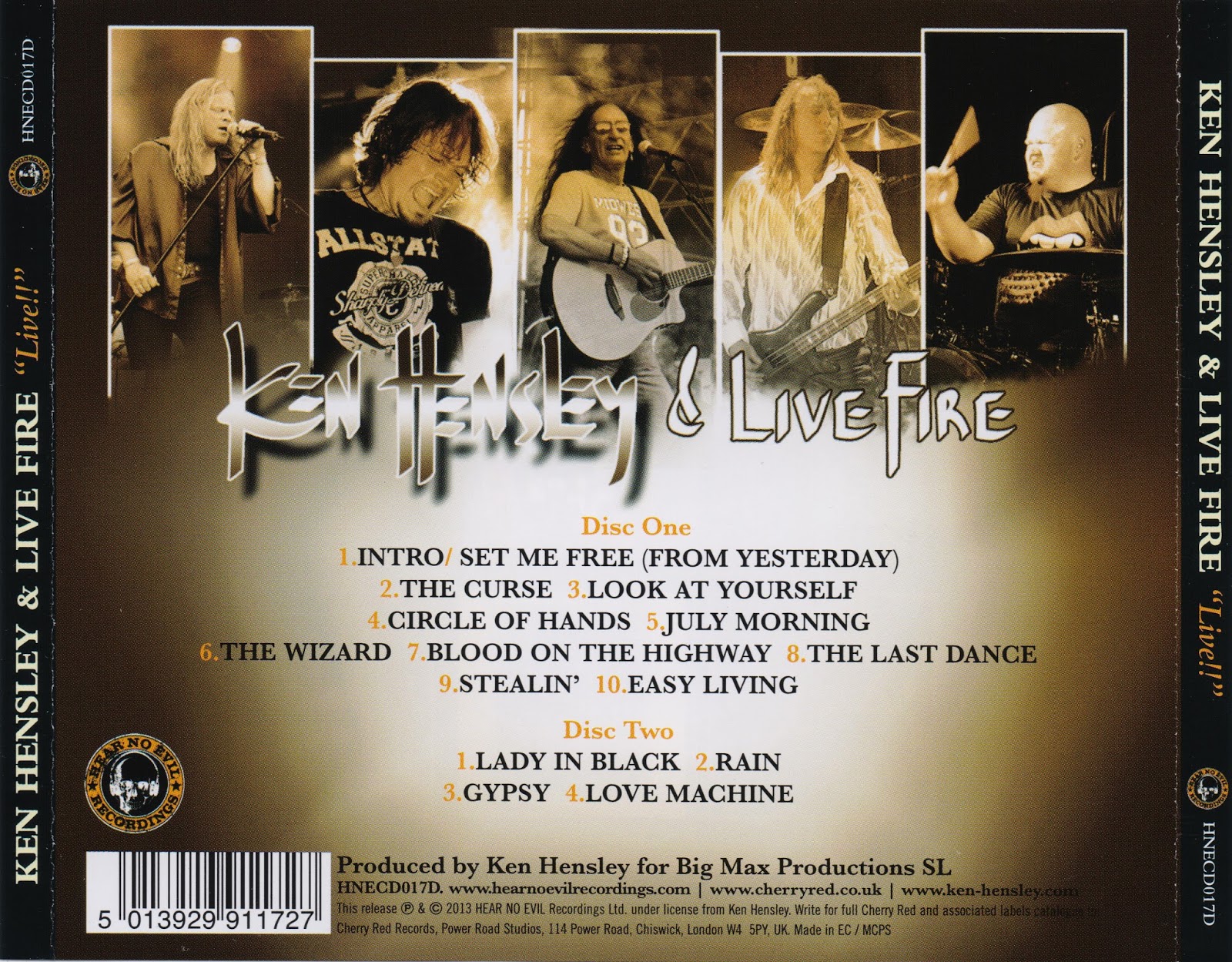 Jolly Joker`s Ohrenbalsam: KEN HENSLEY & LIVE FIRE, LIVE, DCD, 2013