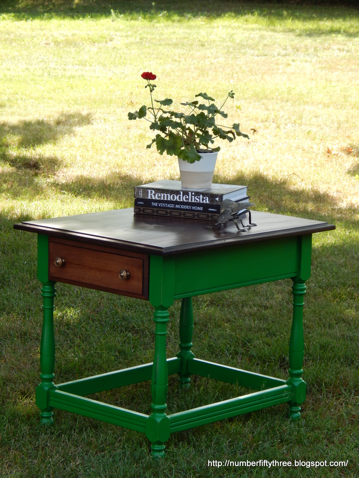 Number Fifty-Three: Emerald Green & Java Gel Stain End Table
