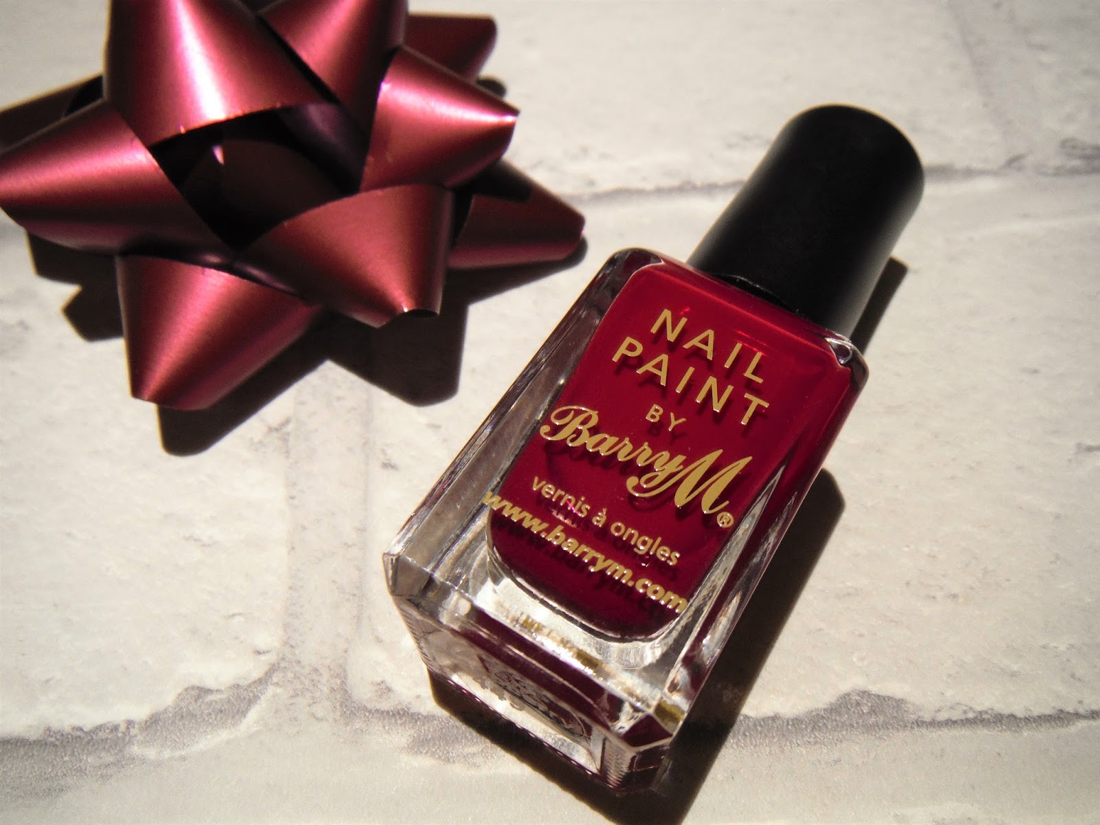 Ruby Red Glitter Nails Swatch.