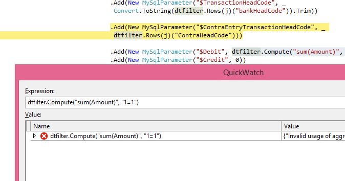invalid usage of aggregate function sum and type string. datatable invalid usage of aggregate function sum and type string. datatable