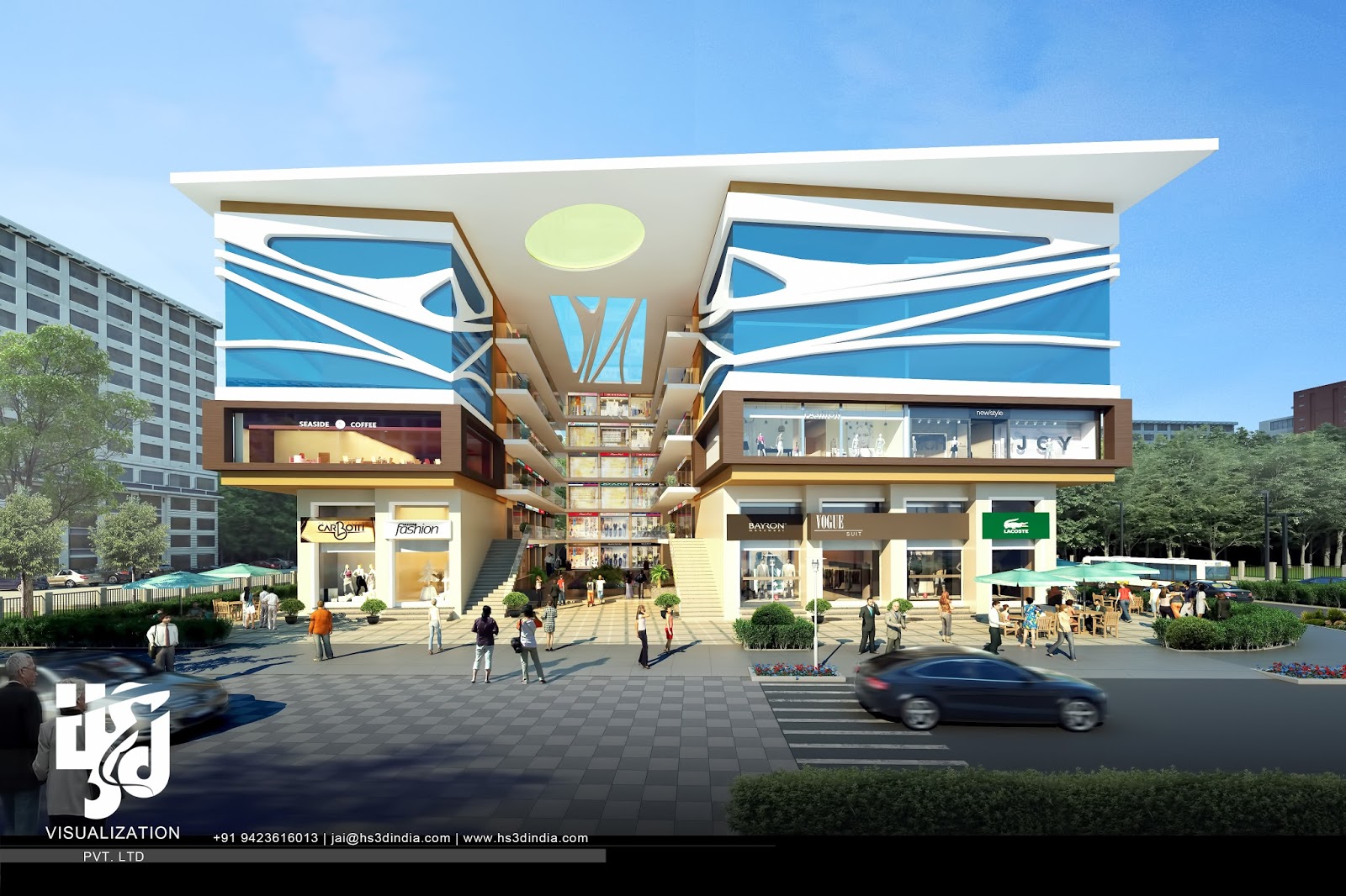 SHOPPING MALL 3D FACADES IN DAY VIEW