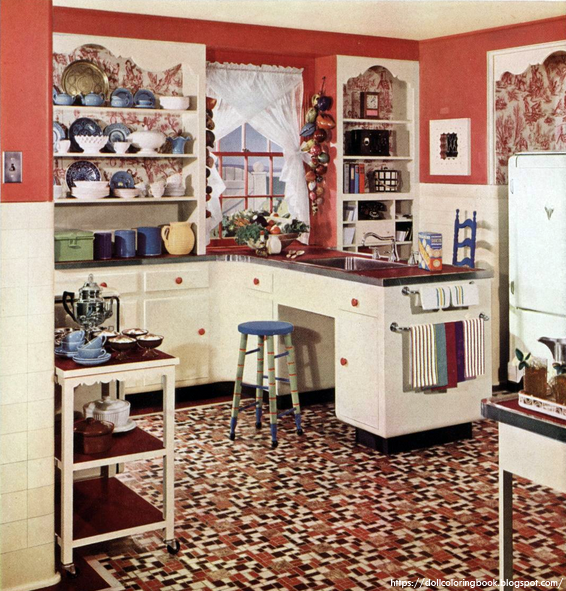 Ideas for Five Dream Kitchens from 1935 | The Doll Coloring Book