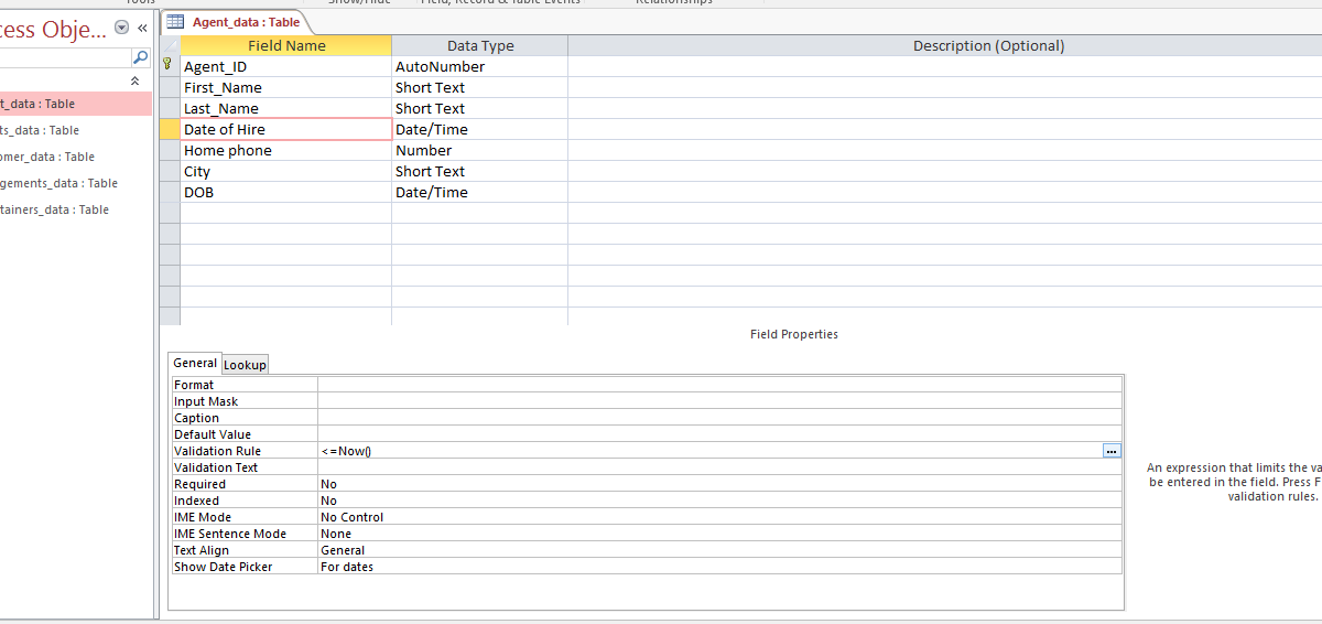 Ms Access How To Set Validation Rules And Validation Text