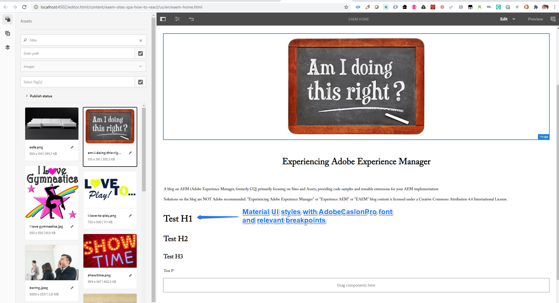 Experiencing Adobe Experience Manager Aem Cq Aem 6560 React Spa Text Component With