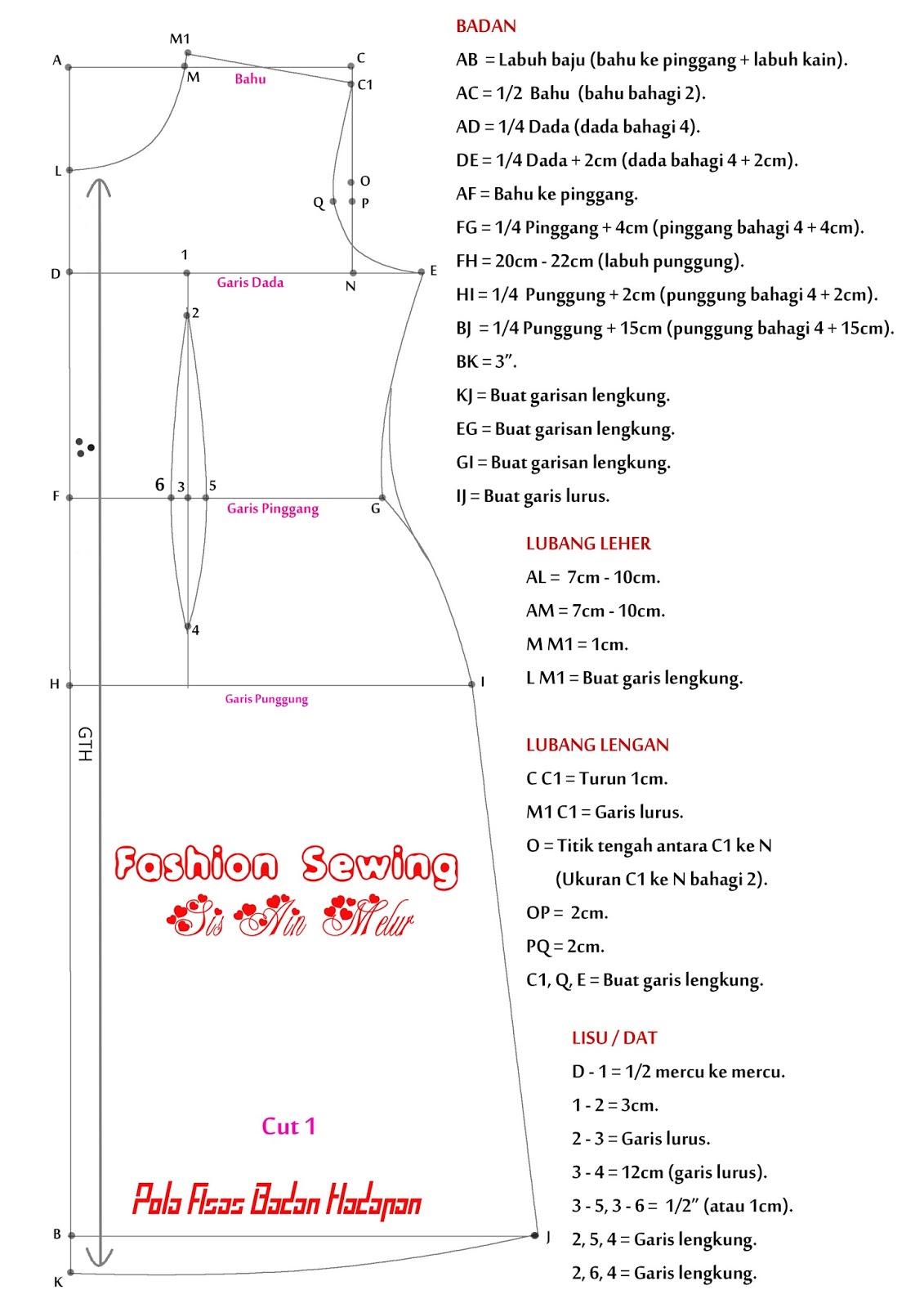 Sis Ain Tutorial: Melakar Pola Asas Dress