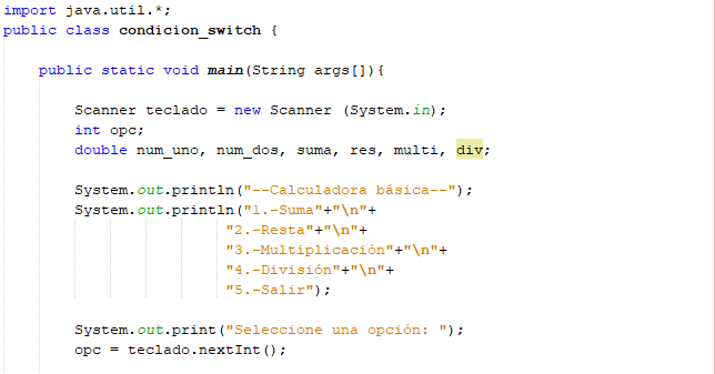 Condición Switch en Java