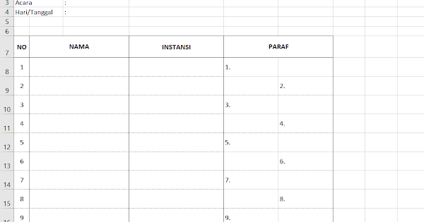 Download DAFTAR HADIR RAPAT FORMAT EXCEL | SEMUA SURAT